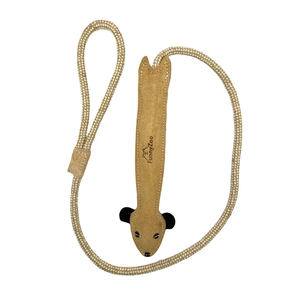 nachhaltiges Hundespielzeug Maus mit Seil aus Wildleder von Funny Zoo ...