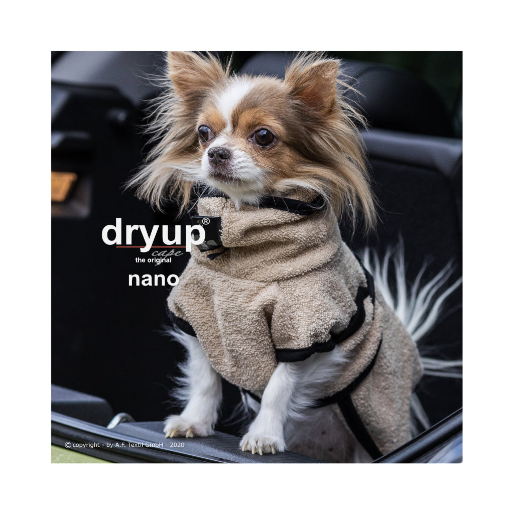 Hundebademantel DRYUP Cape NANO für die Kleinsten SAND - LOVIN'DOG
